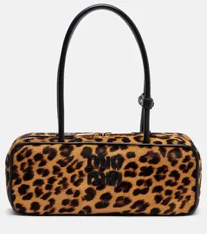 Miu Miu Leopard-print Calf Hair Shoulder Bag - Brown