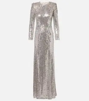 Jenny Packham Dulcet Sequined Gown - Silver