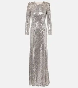 Jenny Packham Dulcet Sequined Gown - Silver
