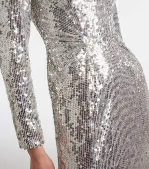 Jenny Packham Dulcet Sequined Gown - Silver