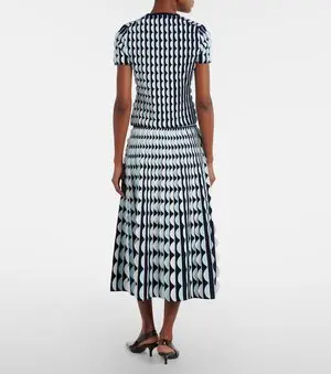 Simkhai Micah Knitted Scalloped Midi Skirt - Blue
