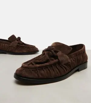 Bottega Veneta Astaire Knot Suede Loafers - Brown