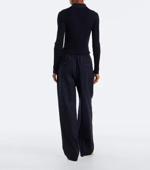 JIL SANDER Wool Wide-leg Trousers - Blue