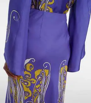 La DoubleJ Printed Silk Satin Maxi Skirt