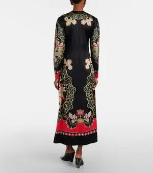 La DoubleJ Cornucopia Placée Ruffled Midi Dress - Black