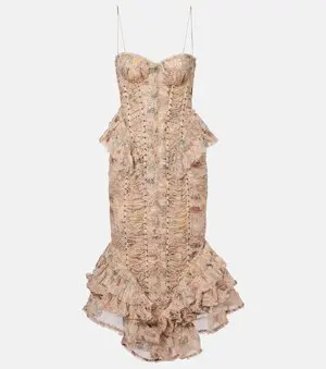 Zimmermann Rebellion Floral Silk Midi Dress - Pink