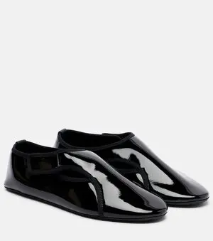 Alaïa Criss-cross Leather-trimmed Ballet Flats - Black