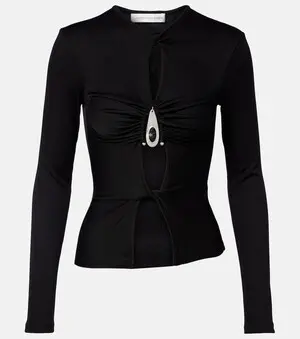 Christopher Esber Ribbed-knit Cutout Top - Black