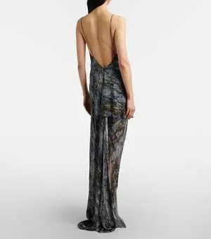 Christopher Esber Snake-print Draped Silk Maxi Dress