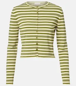 Faithfull The Brand Cinta Striped Cotton-blend Cardigan - Green