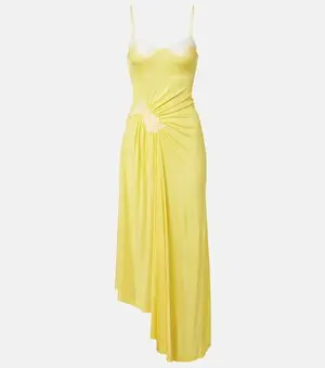 Christopher Esber Cami Lace-trimmed Ribbed-knit Dress - Yellow