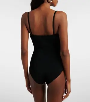 Christopher Esber Odessa Cutout Embellished Ribbed-knit Bodysuit - Black