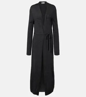 Khaite Alek Wool Wrap Cardigan Grey