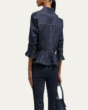 Cinq À Sept Delanie Denim Jacket With Scrunched Sleeves
