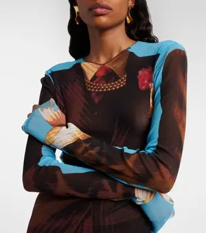 JEAN PAUL GAULTIER Printed Sheer Maxi Dress