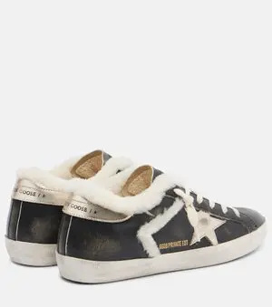 GOLDEN GOOSE Super-star Shearling-trimmed Leather Sneakers