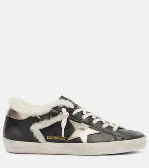 GOLDEN GOOSE Super-star Shearling-trimmed Leather Sneakers