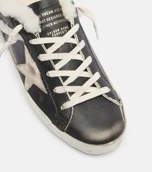 GOLDEN GOOSE Super-star Shearling-trimmed Leather Sneakers