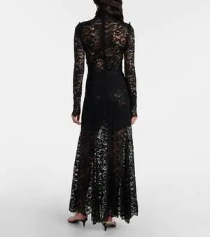 Rabanne Floral Lace Maxi Skirt - Black