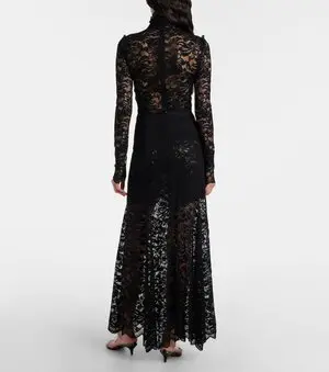 Rabanne Floral Lace Maxi Skirt - Black