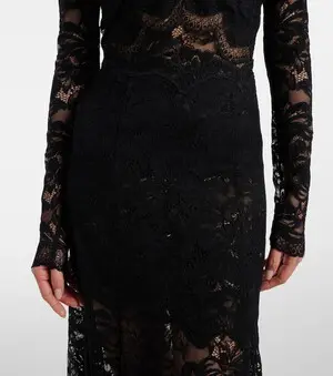 Rabanne Floral Lace Maxi Skirt - Black