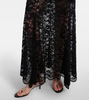 Rabanne Floral Lace Maxi Skirt - Black