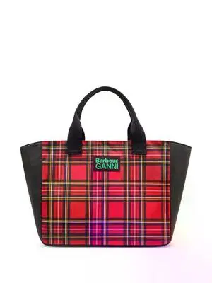 GANNI X Barbour Tartan Print Tote Bag - Red
