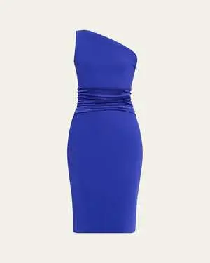 Chiara Boni La Petite Robe Ruched One-shoulder Bodycon Dress - Blue Violet