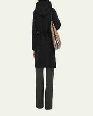 Burberry Hillgate Quilted Long Hooded Jacket