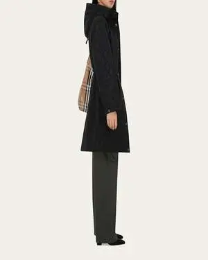 Burberry Hillgate Quilted Long Hooded Jacket