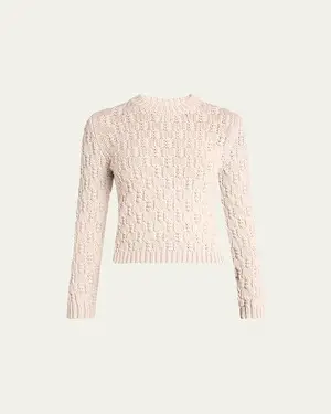 Moncler Crewneck Cable-Knit Sweater - Ltbeig