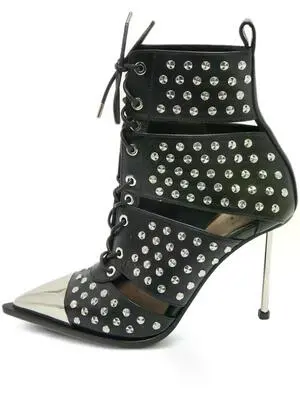Alexander McQueen Cut-out Studded Ankle Boots - Black