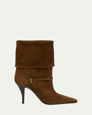 Saint Laurent Niki Suede Ankle Booties