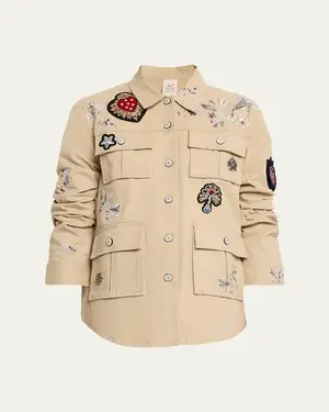 Cinq À Sept Cinq A Sept Embroidered Patch Vera Jacket - Khaki/mult