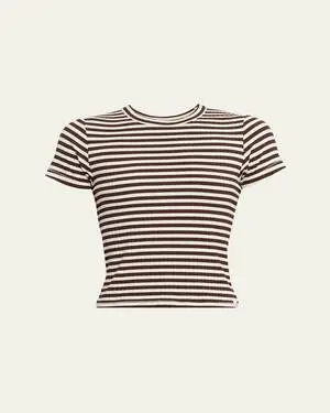 Rag & Bone Luca Stripe Rib-Knit Top - Ivbrm