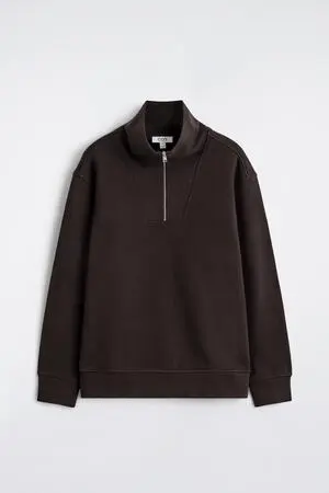 Cos Relaxed Fit Mock-neck Zip-up Sweatshirt - Brown