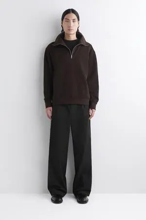 Cos Relaxed Fit Mock-neck Zip-up Sweatshirt - Brown