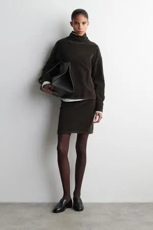 Cos Chenille Mock-neck Sweater - Brown