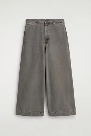 Cos Cropped Wide-leg Denim Pants - Brown