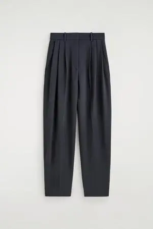 Cos Pleated Wool-blend Tulip Pants - Navy
