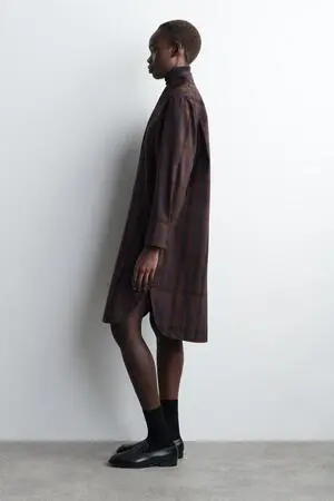 Cos Checked Wool-blend Shirt Dress