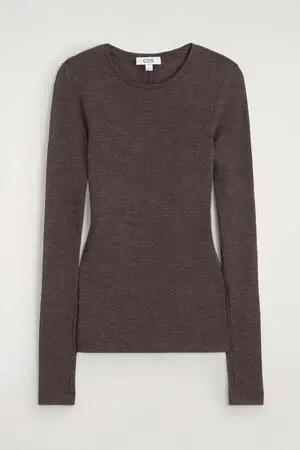 Cos Merino Wool Long Sleeve Top - Brown