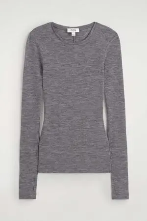 Cos Merino Wool Long Sleeve Top - Gray