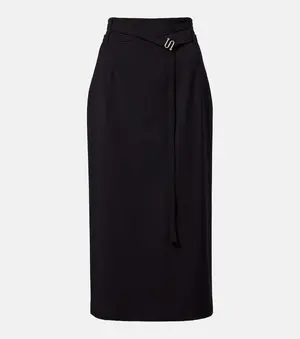 Sportmax High-rise Virgin Wool Midi Skirt