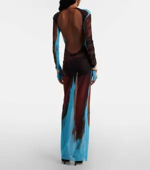 JEAN PAUL GAULTIER Printed Sheer Maxi Dress