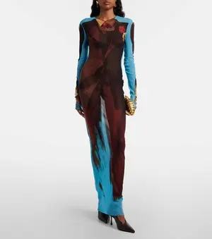 JEAN PAUL GAULTIER Printed Sheer Maxi Dress