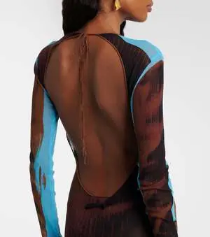 JEAN PAUL GAULTIER Printed Sheer Maxi Dress