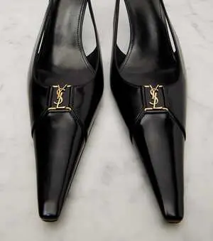 Saint Laurent Babylone Breteuil 75 Slingback Pumps - Black