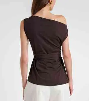 RÓHE One-shoulder Jersey Wrap Top