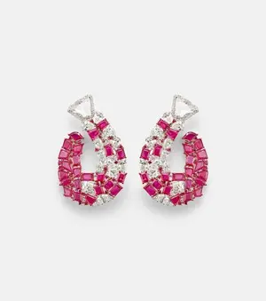 KAMYEN 18kt White Gold Diamond And Ruby Earrings